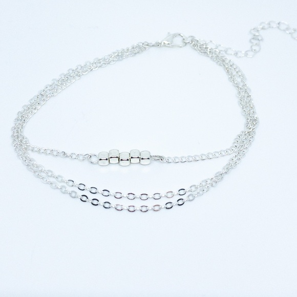 Jewelry | Silver Cube Anklet Chain 3 Strand Bracelet | Poshmark